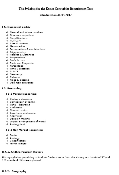 AP & TS Excise constable model papers 2018-17 - SRI