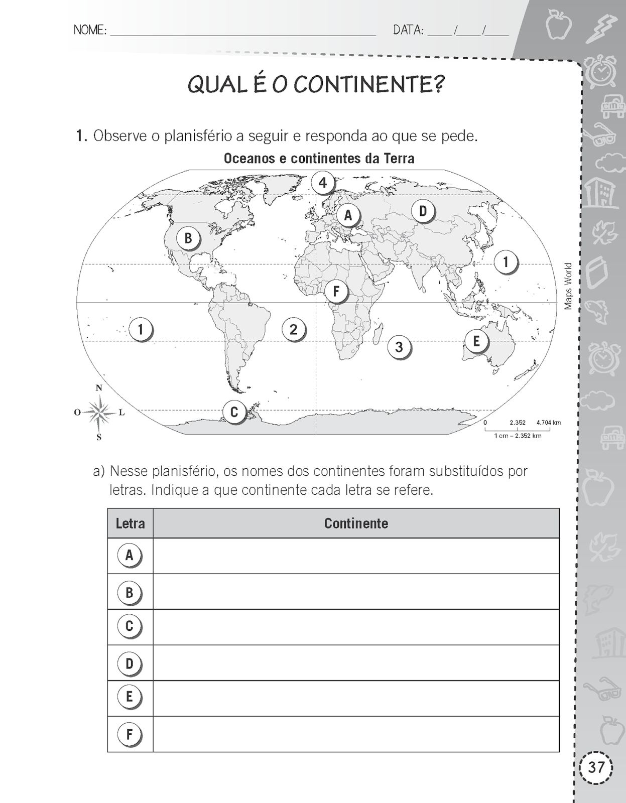 Atividade Sobre Os Continentes - FDPLEARN