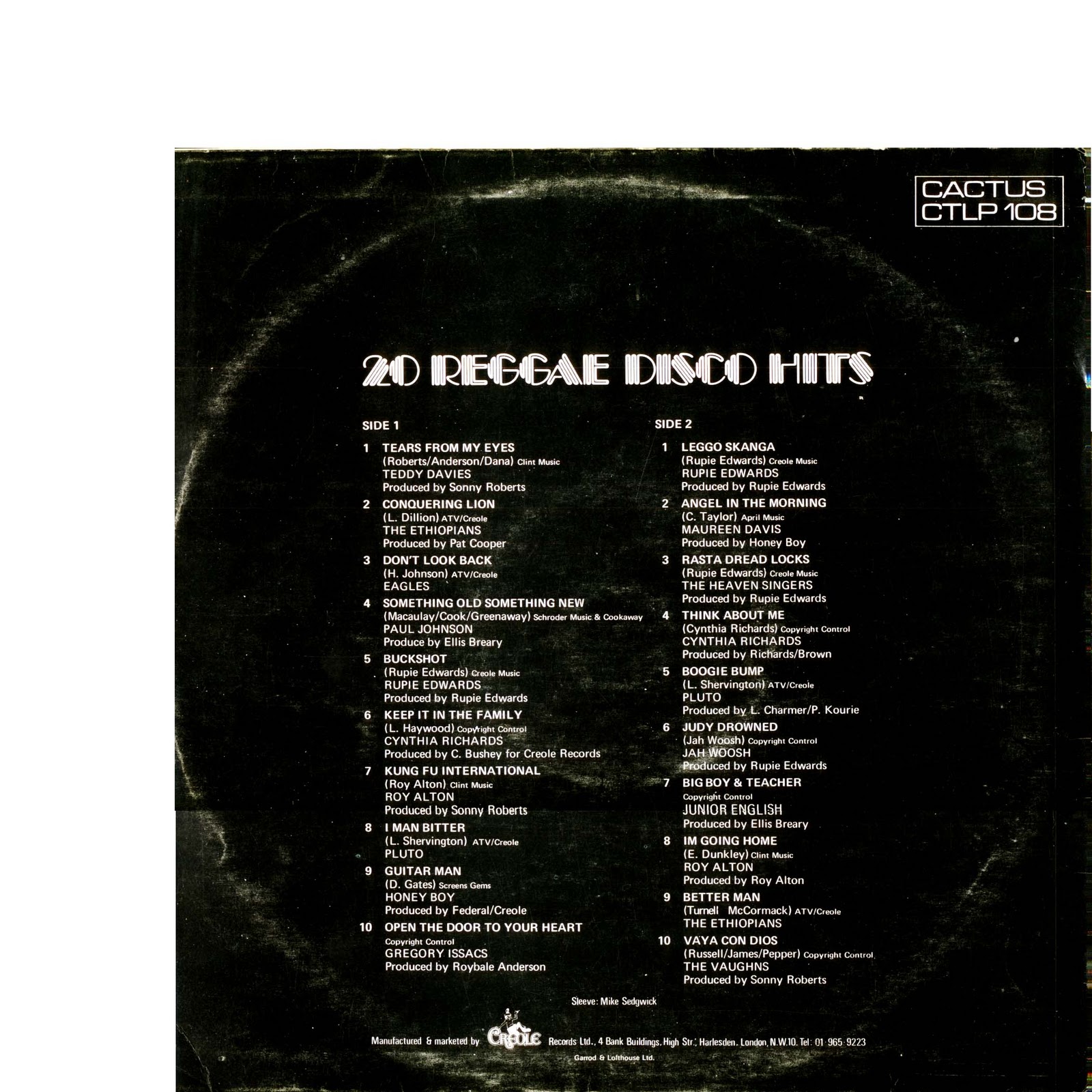 REGGAERARITIES-COMPILATIONS: V.A. - 20 Reggae Disco Hits (1975)