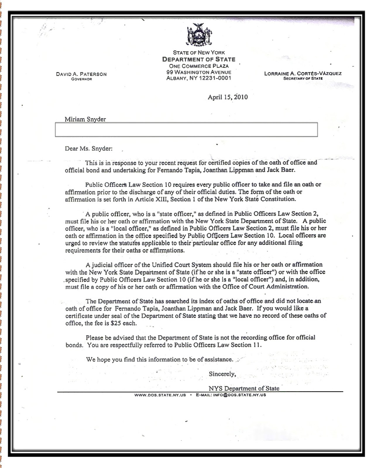 Oath Of Office Sample