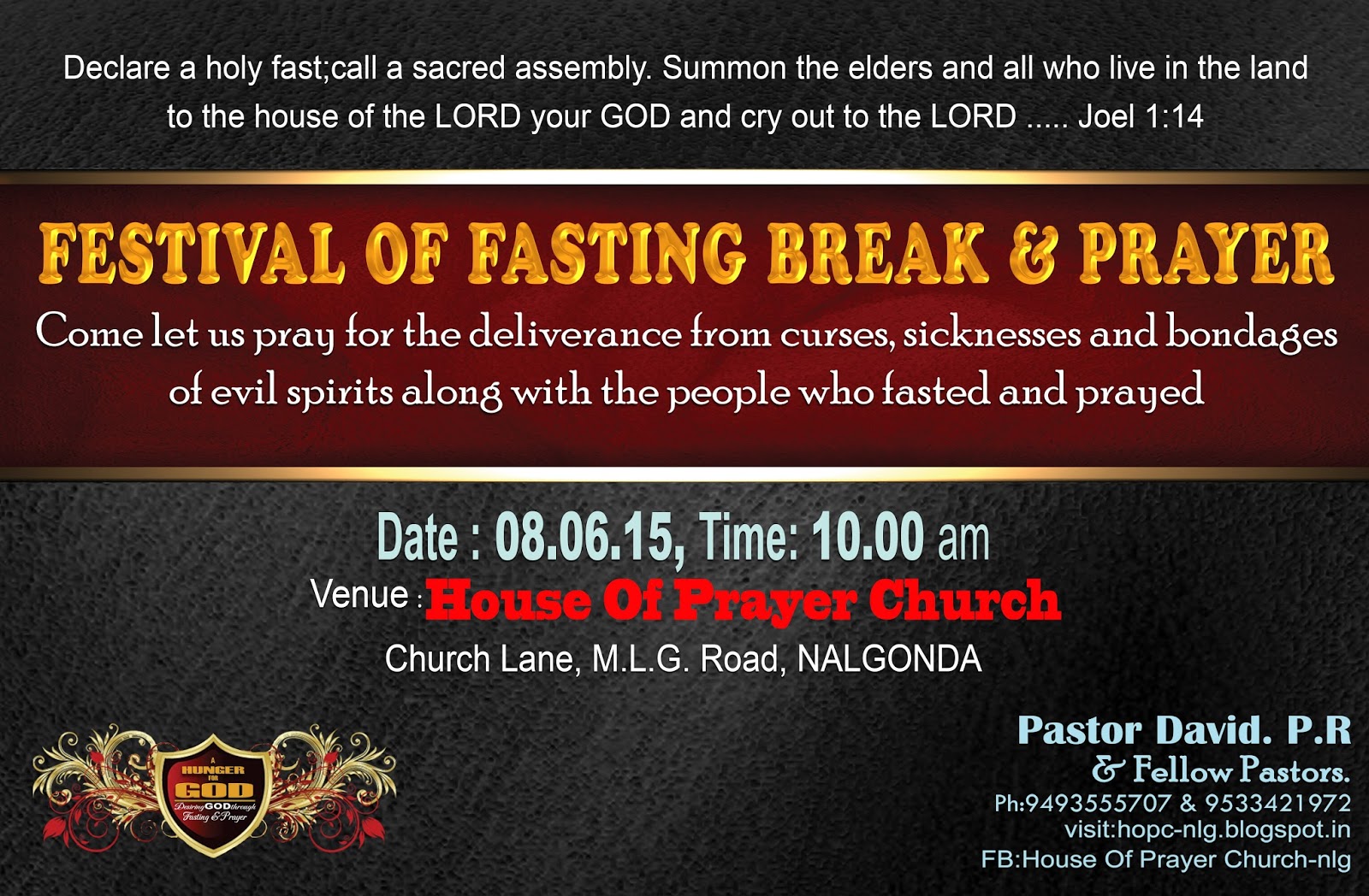HOUSE OF PRAYER CHURCH - NLG: INVITATION - FESTIVAL OF FASTING BREAK ...