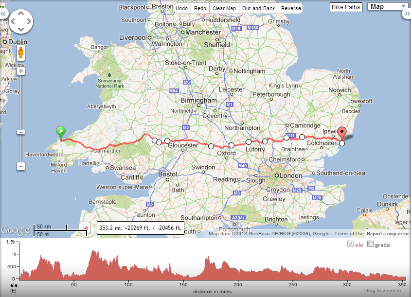 Cycling from Fishguard to Felixstowe: The Route