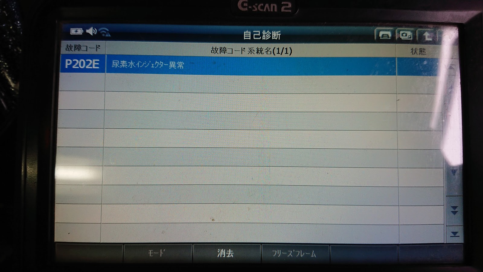 日野 プロフィア アドブルー制御異常点灯