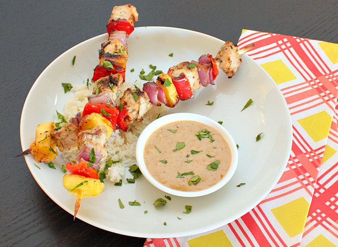 Gingery Chicken Satay Kebabs with Peanut Sauce - Apple A Day