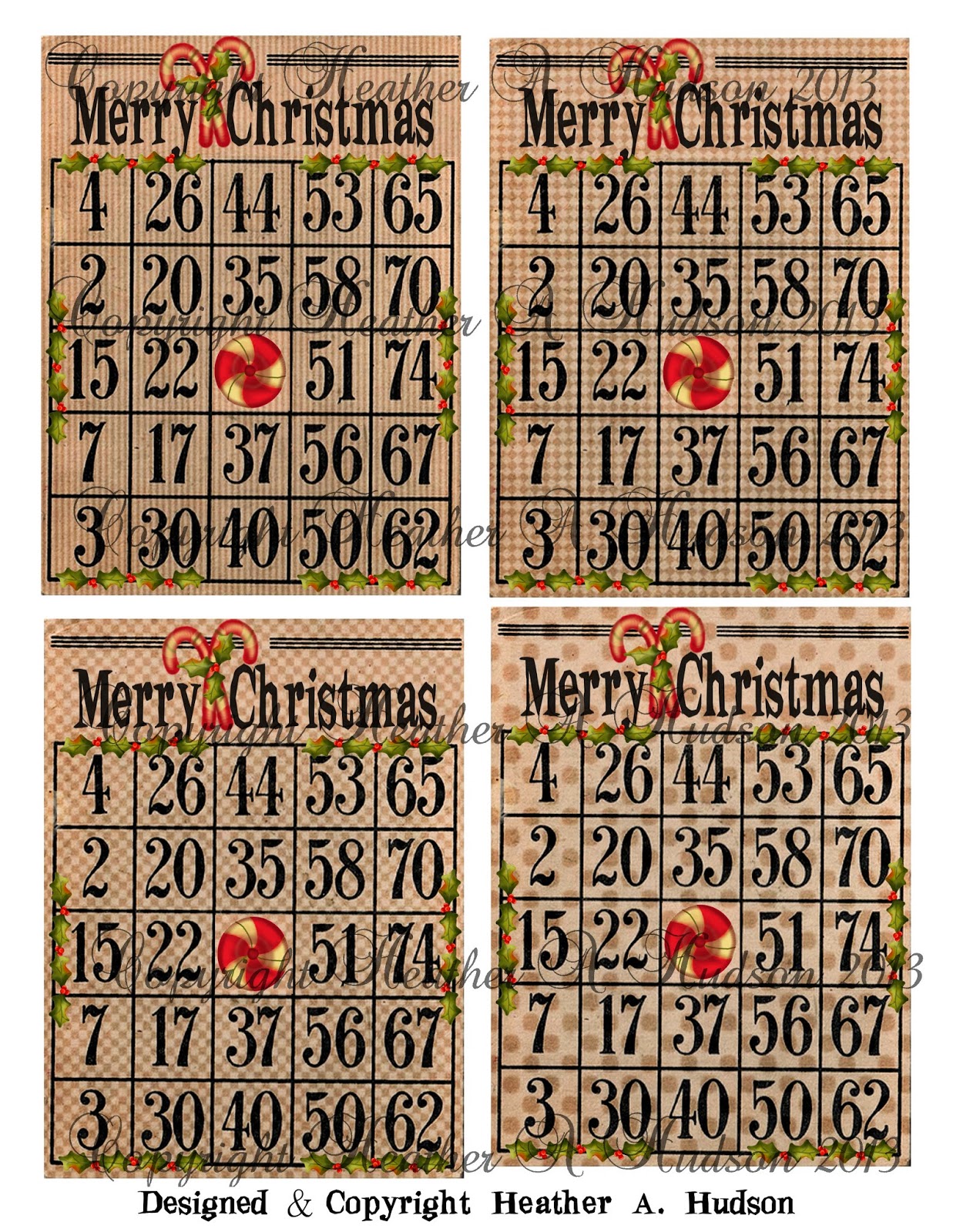 Heather A Hudson: Vintage Christmas Bingo Cards Tutorial