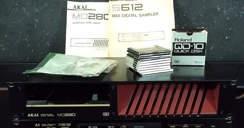 MATRIXSYNTH: Akai S612 Midi Digital Sampler & MD 280 Disk Drive w/ Manuals & Disks