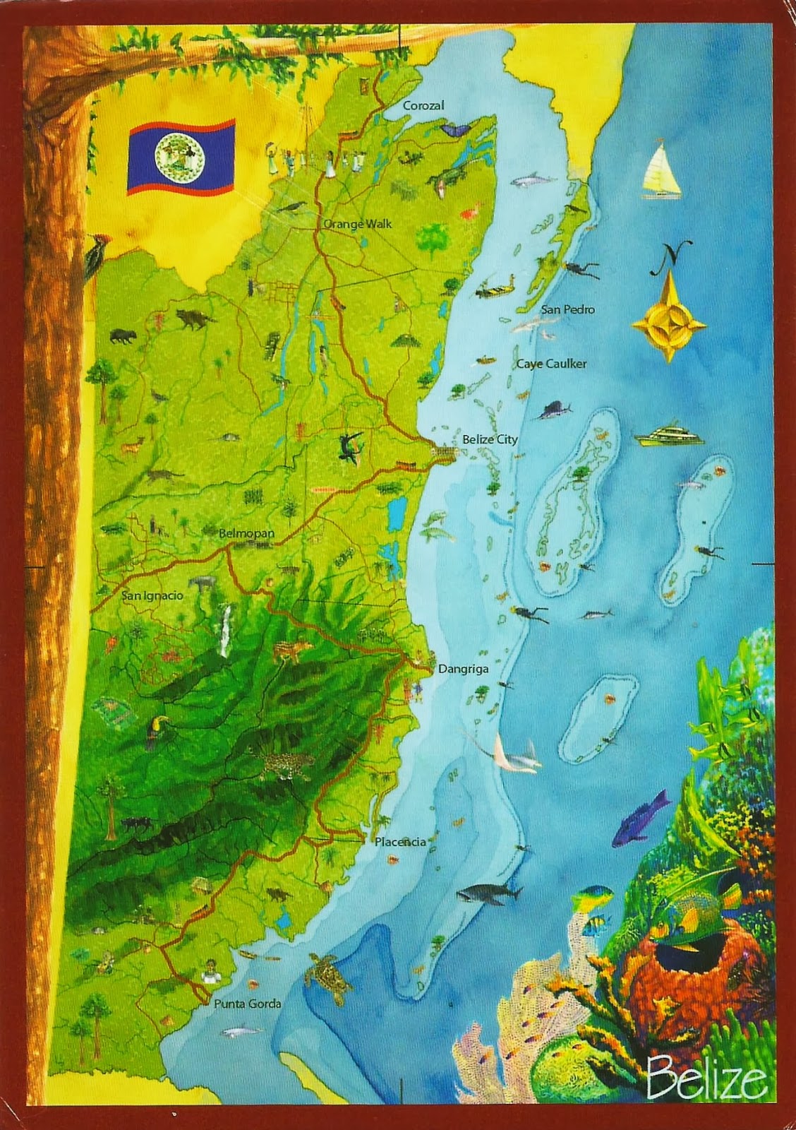 Postcards on My Wall: Pictorial Map of Belize