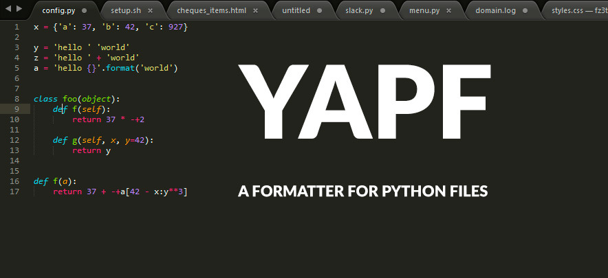 Pythonの自動整形ツール yapf を使ってみました - もぐもぐプログラミング