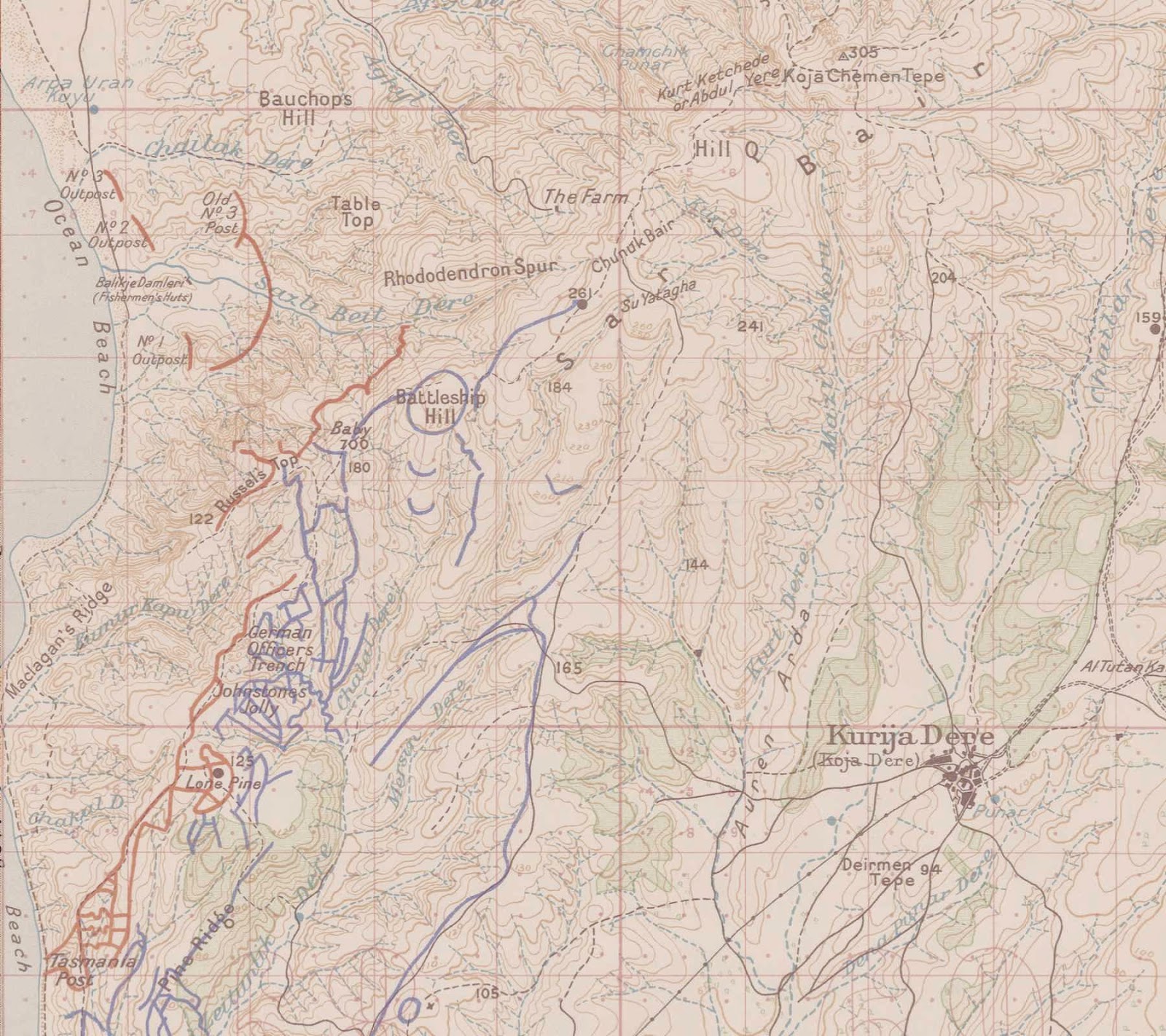 Mustering the Troops: Map of Chunuk Bair