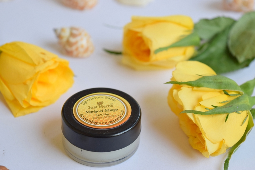 Blushing Shimmers: Just Herbs Marigold-Mango Lip Contour Balm