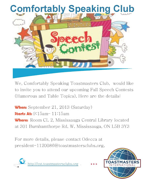 Comfortably Speaking Toastmasters Club 1120086: Fall Speech Contests ...