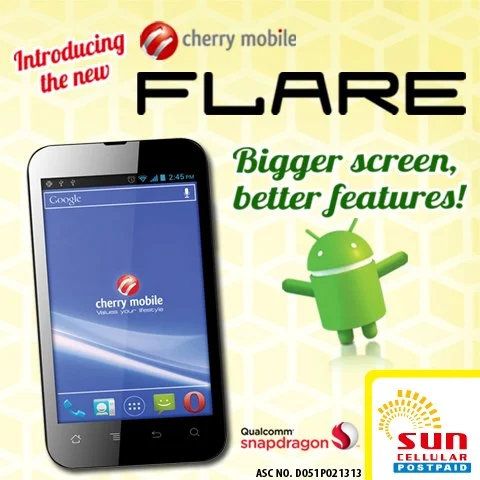 Cherry Mobile Flare now available FREE at Sun Plan 350