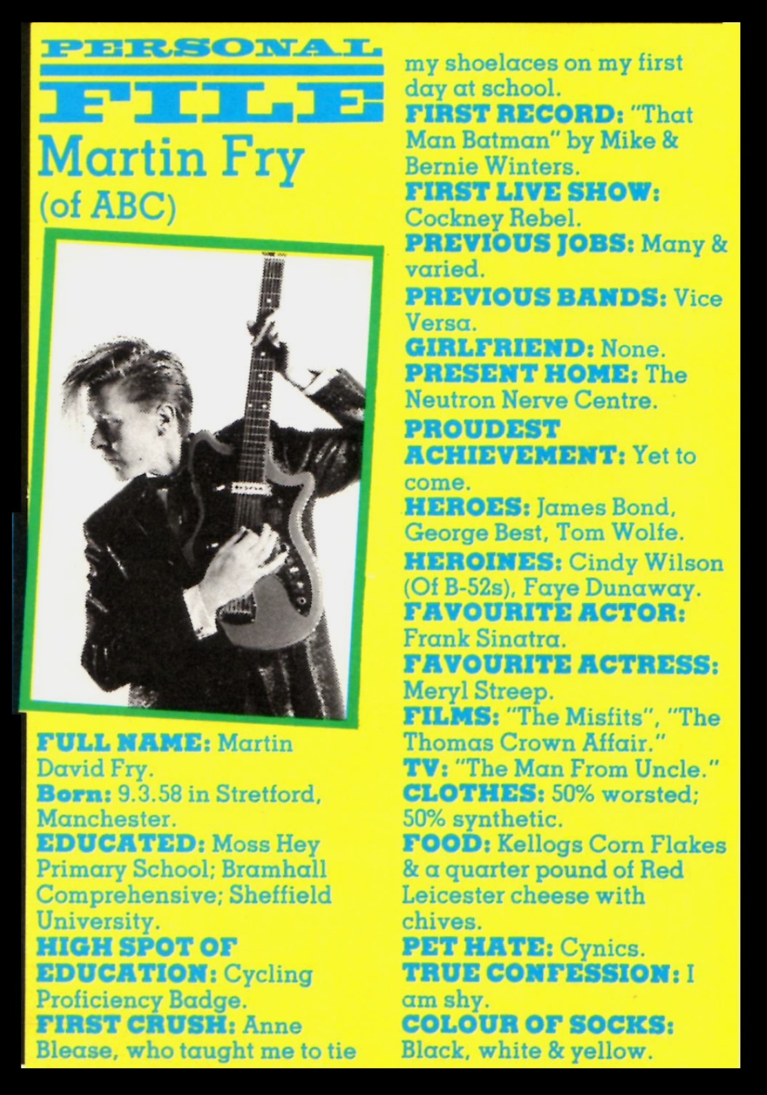 Lansure's Music Paraphernalia: ABC | MARTIN FRY | Press Kits | Memorabilia