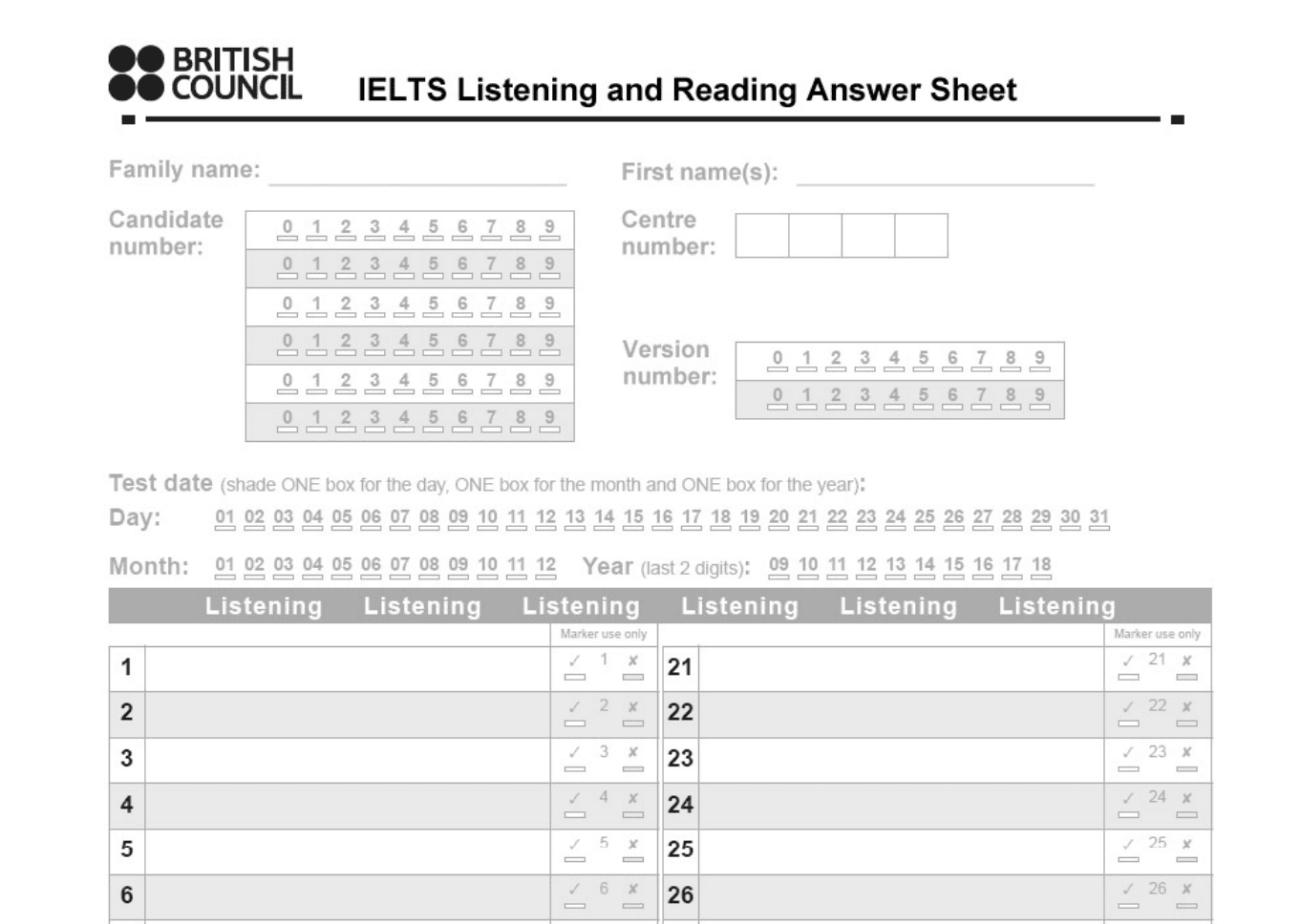 [Docs] IELTS Answer Sheet - Hào's Blog