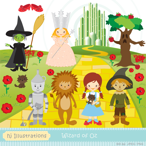 HJ Illustrations: Wizard of OZ digital clipart