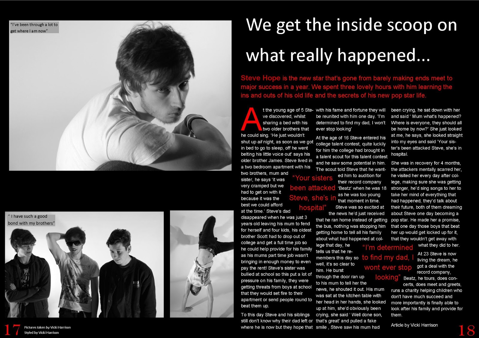 Victoria Harrison AS Media: Double page spreads