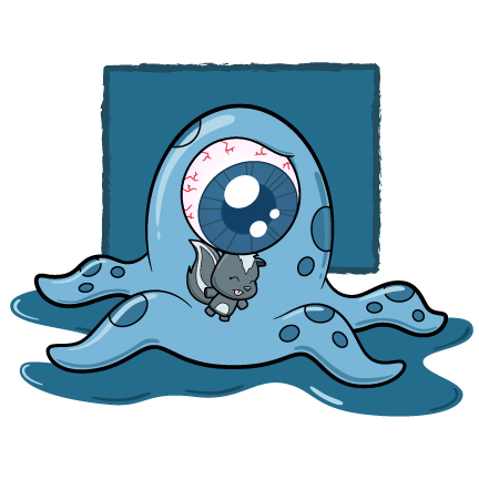 Isaac Marzioli: illustrations: Alien Blob on a full stomach