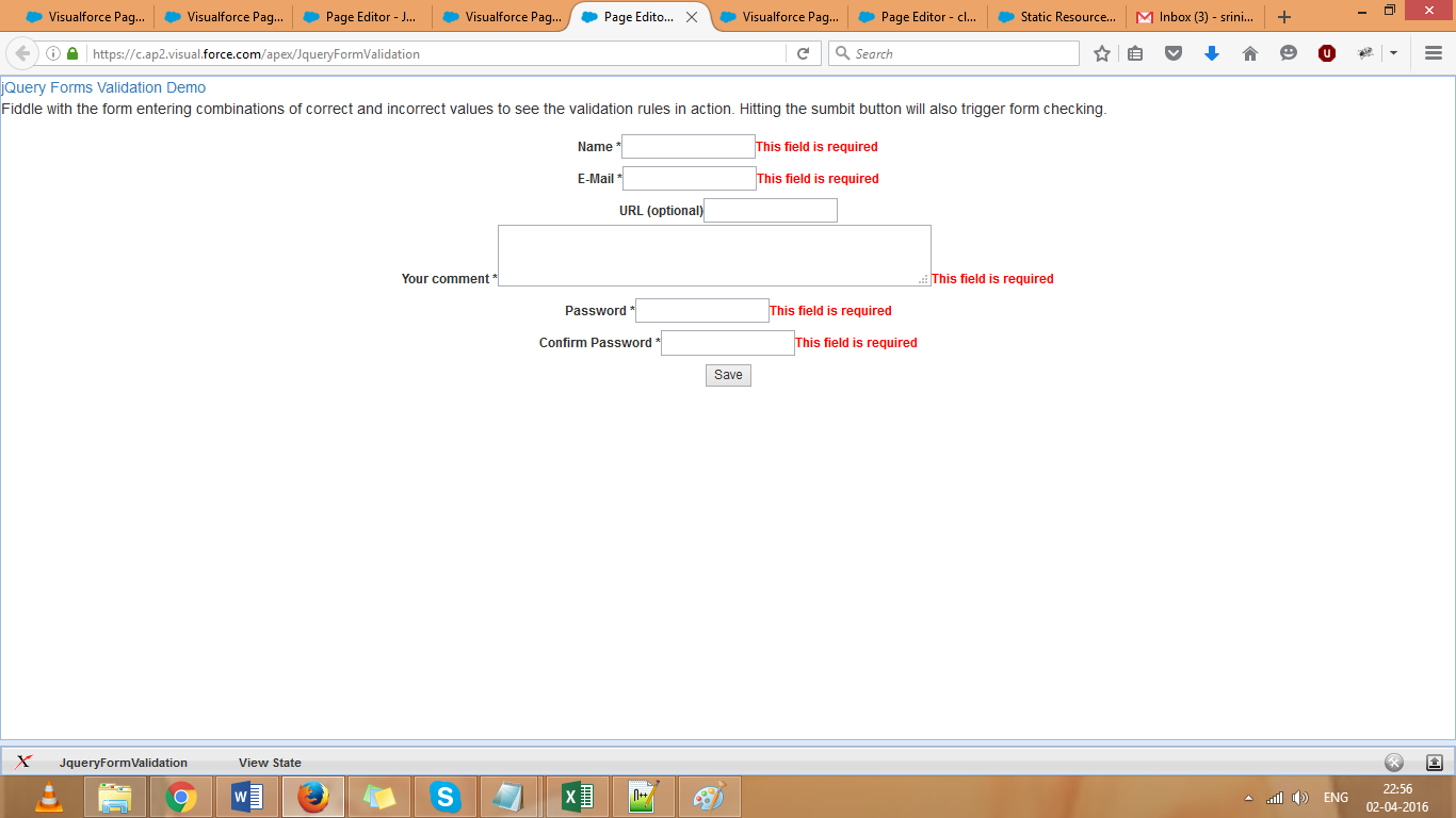 JQuery Validator in visualforce pages. ~ Salesforce Tutorials