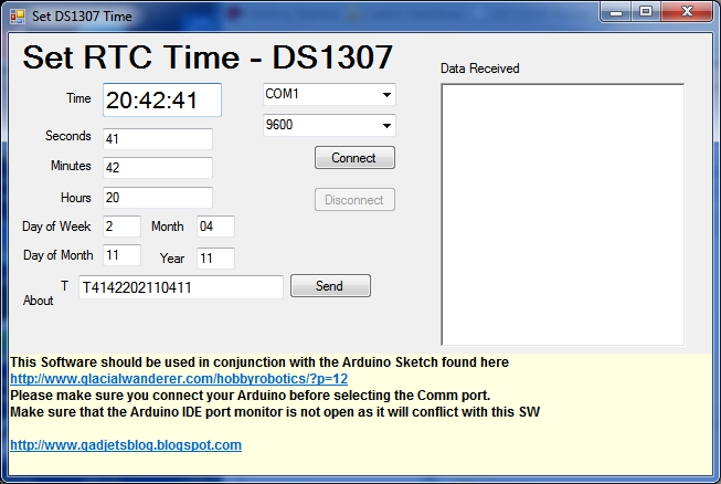 Gadjets Blog Set The Time On Your Ds1307 With The Arduino