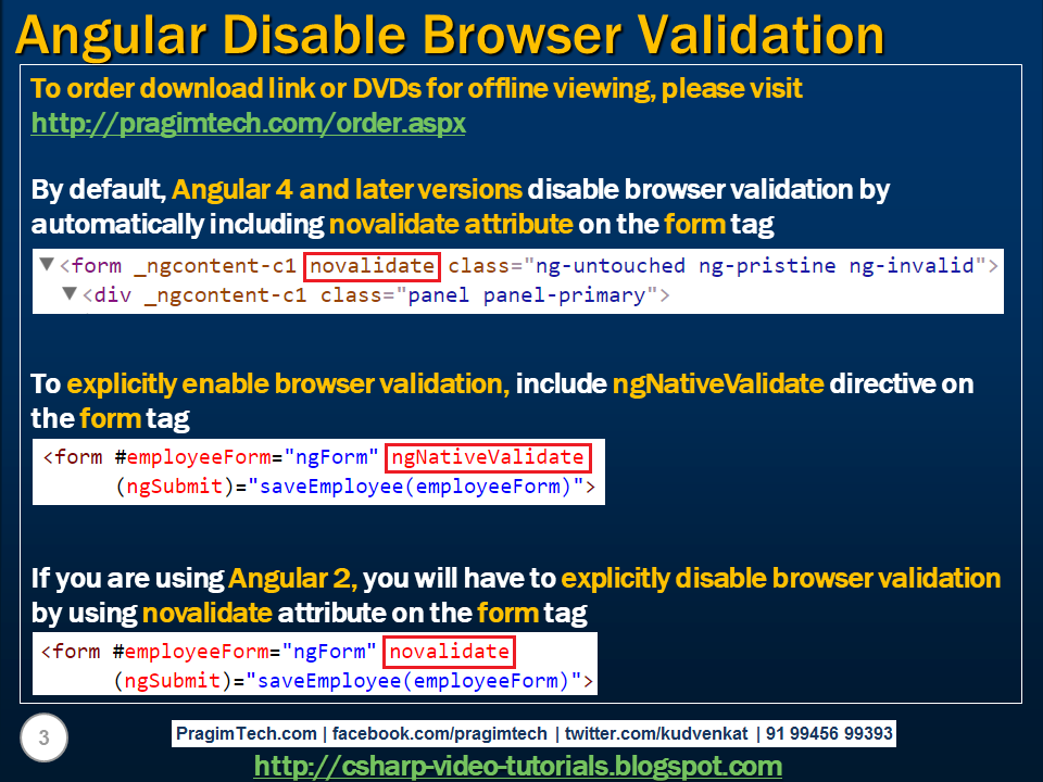 Sql Server And C Video Tutorial Angular Disable Browser Validation Slides