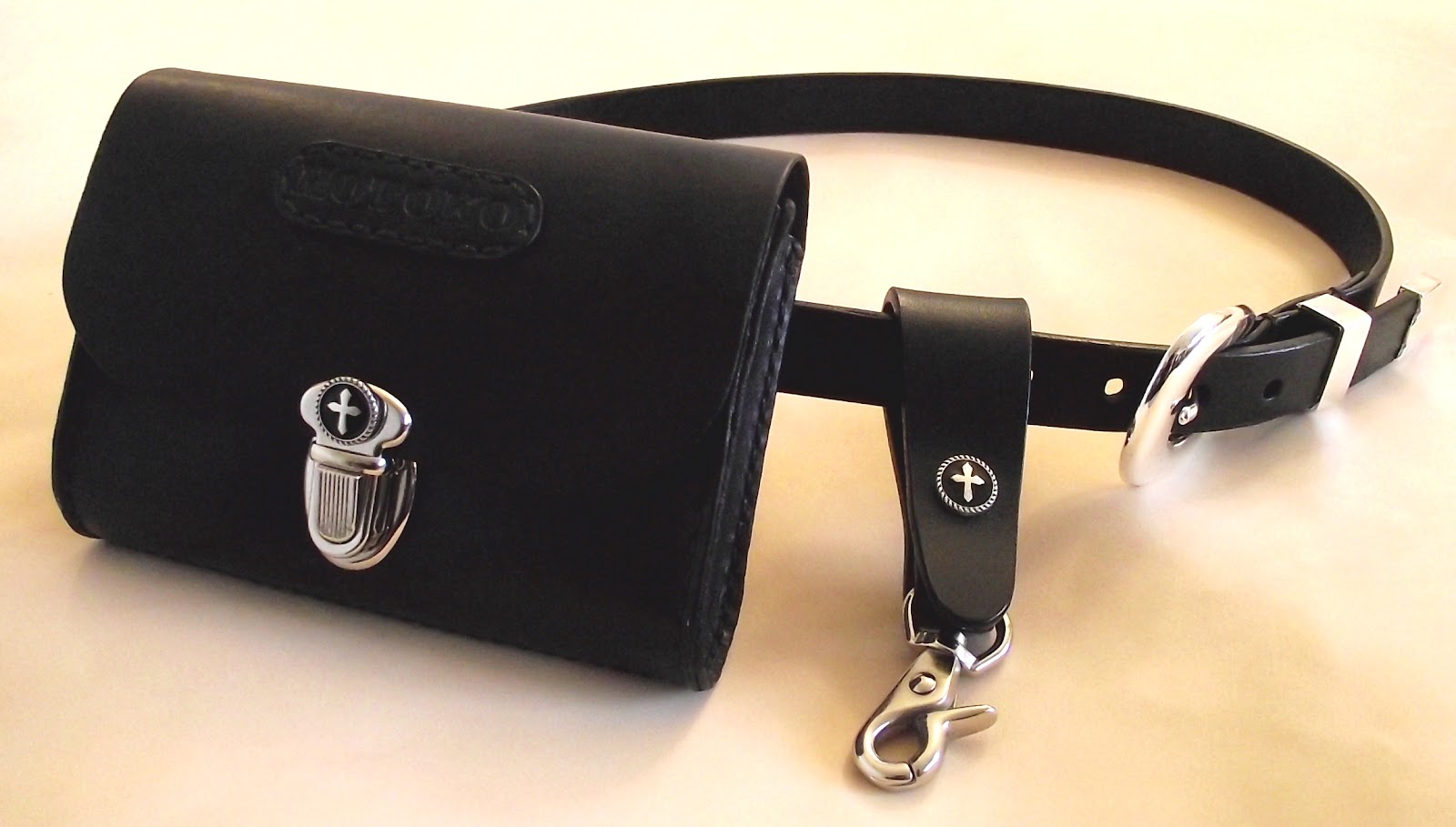 R. I. LEATHER: Belt, Belt Bag, and Key Strap Set
