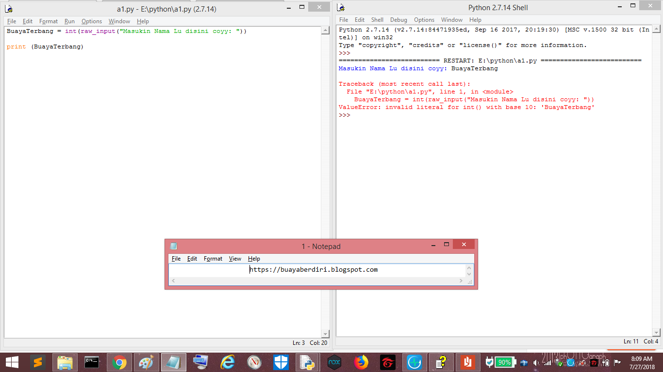 6.Belajar Bersama Python | raw input Python