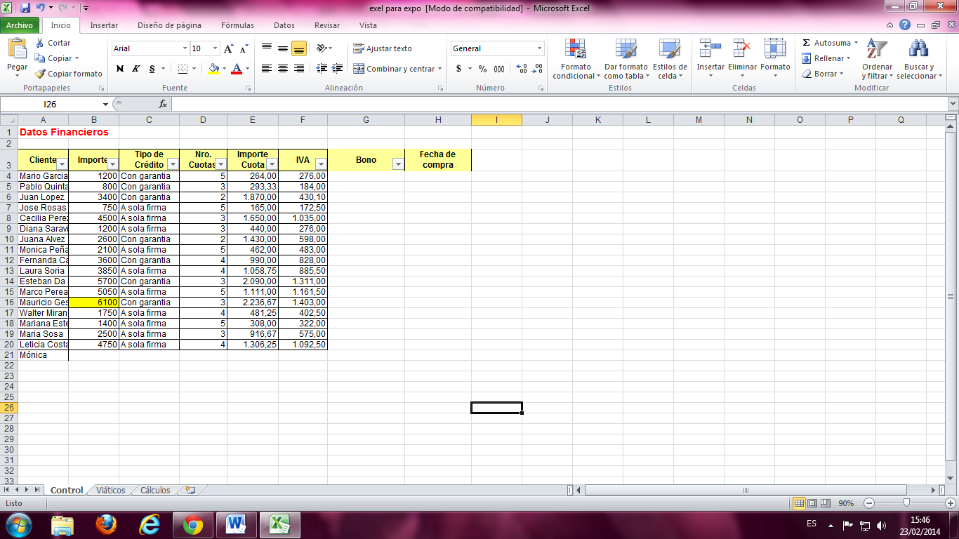 APLICACION DE FUNCIONES EN EXCEL