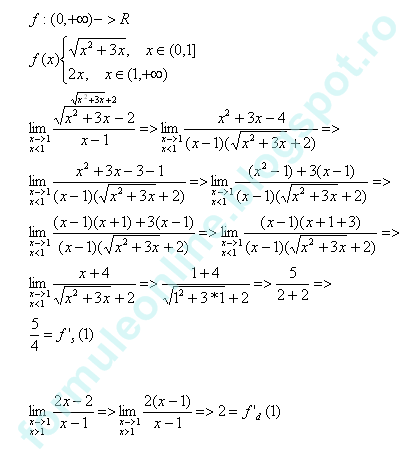 Functii derivabile exercitiu rezolvat 6 | formule online probleme si ...