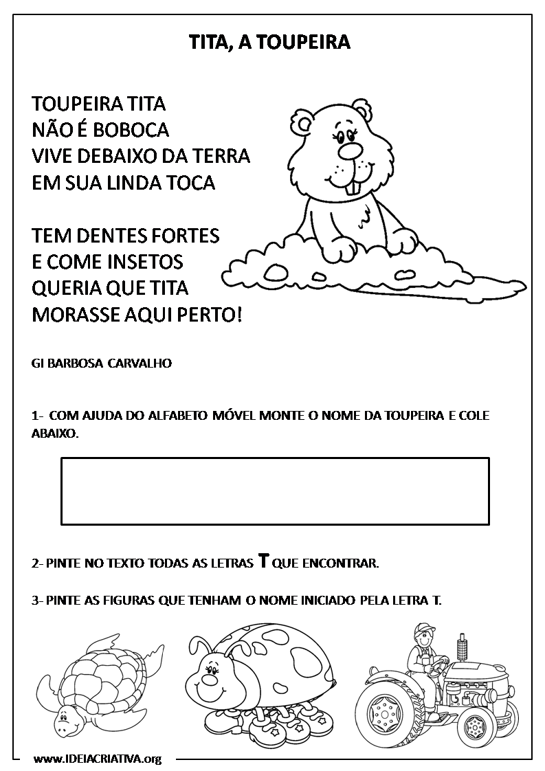 Atividades Letra T Discriminação Visual | Ideia Criativa - Gi Carvalho ...