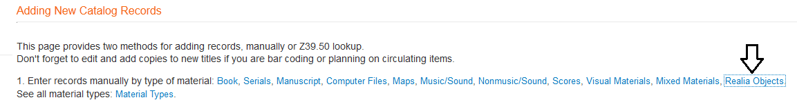 News from LibraryWorld.com: 'Realia' record type added