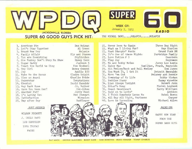 Nick's Radio Corner: WPDQ Jacksonville FL Jan 03 1972 Survey