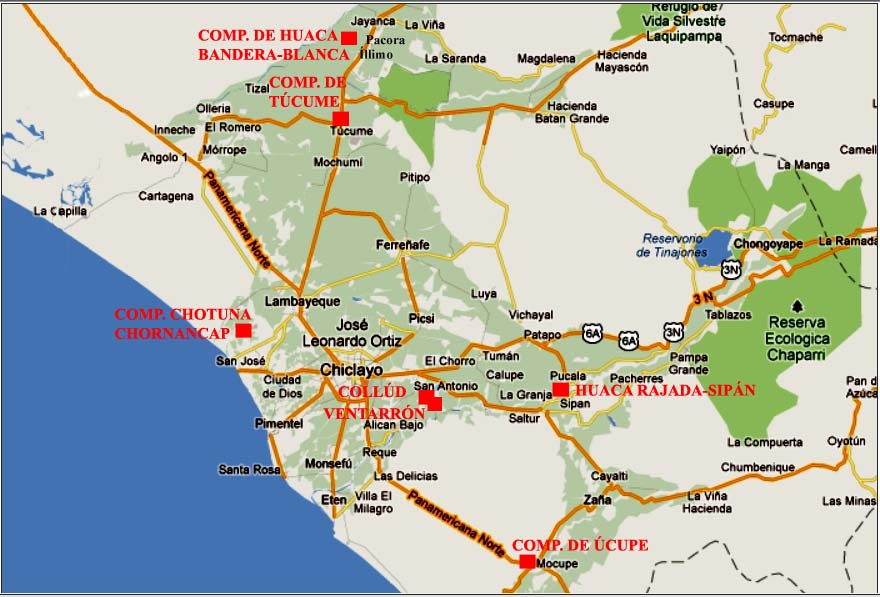 CHOTUNA-CHORNANCAP: Mapa de situación del complejo arqueológico de ...