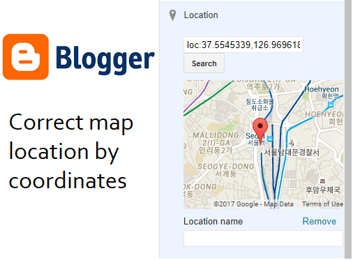 Map your Blogger posts' locations by coordinates