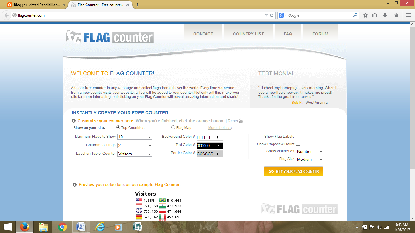 cara menggunakan flag counter pada blog | Materi Pendidikan