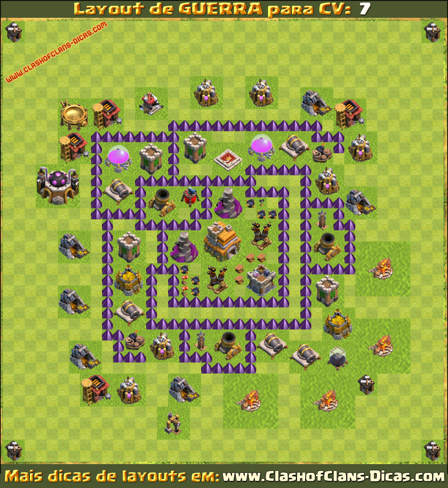 Layouts para CV7 em Guerra - Clash of Clans Dicas, Gemas Grátis ...
