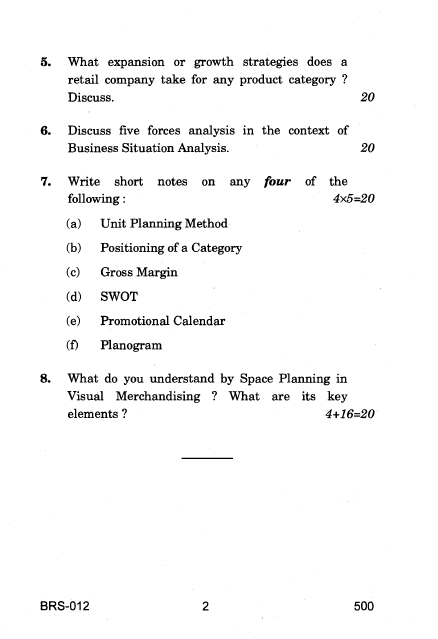 IGNOU BBA BRS-012 Category Management June 2015 Question Paper ...