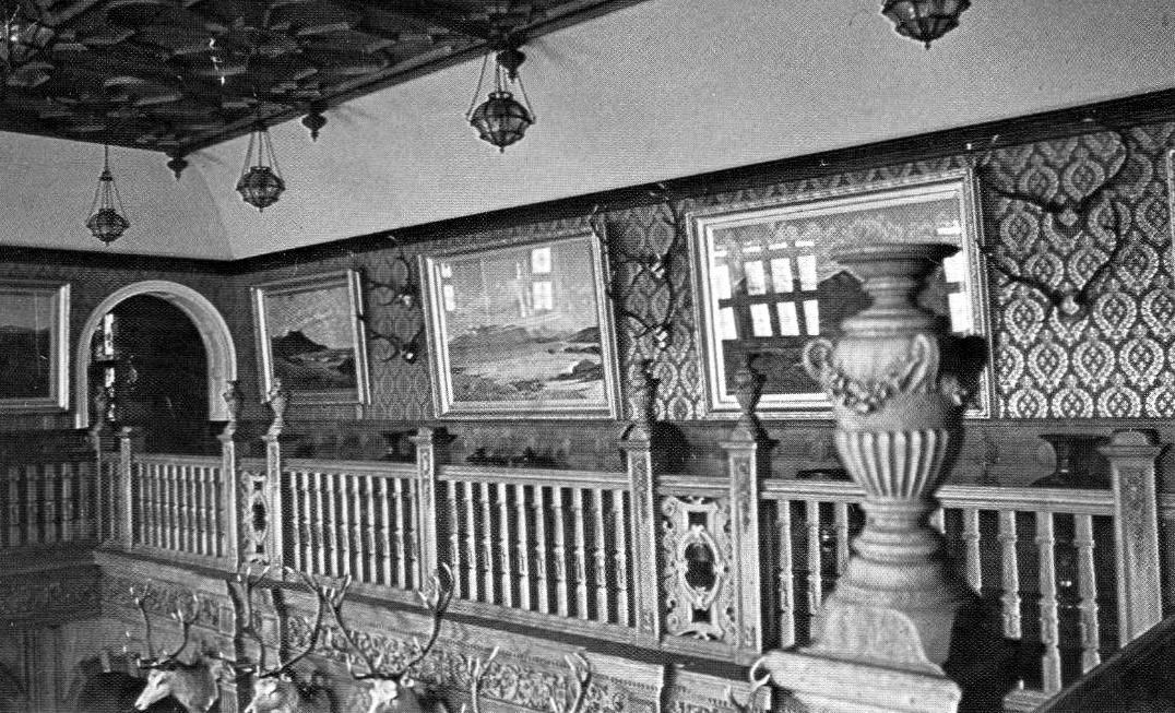 Tour Scotland: Old Photograph Interior Kinloch Castle Isle of Rhum Scotland