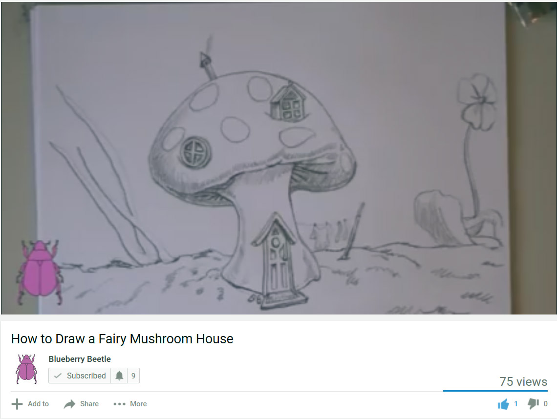 blueberry beetle: How to Draw a Fairy Mushroom House