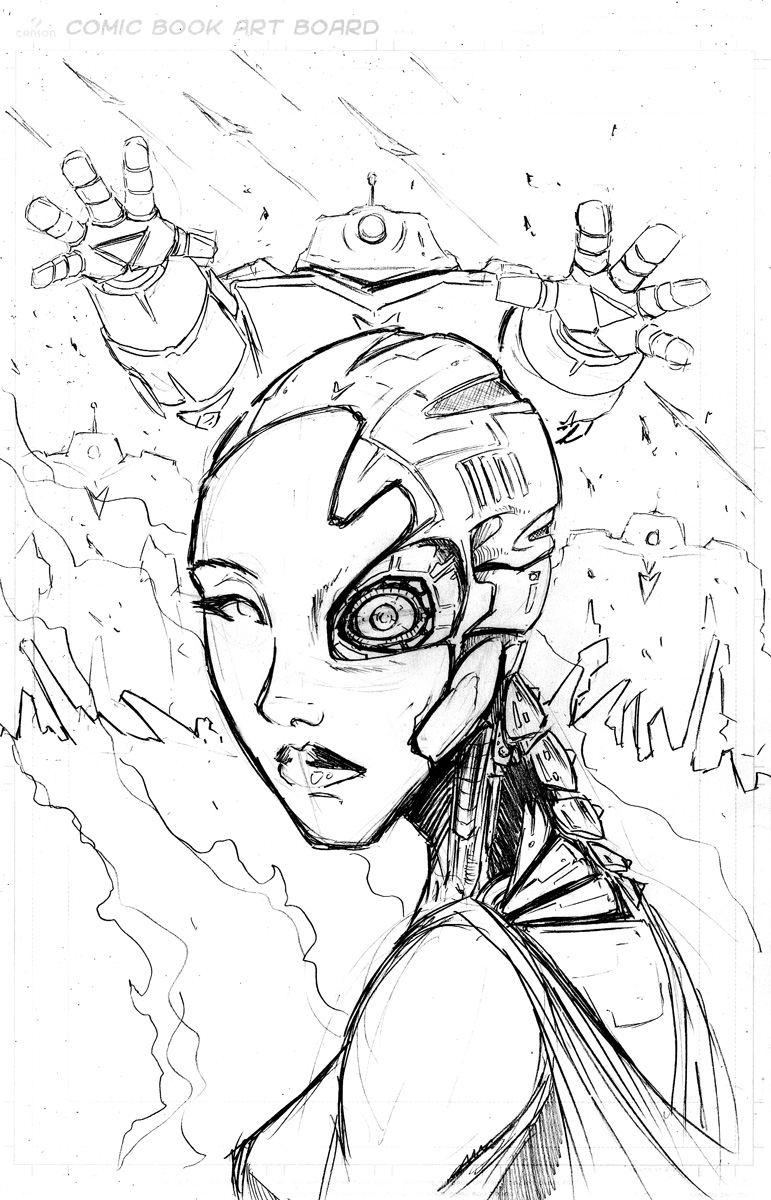 Gett: New Female Cyborg print concepts.