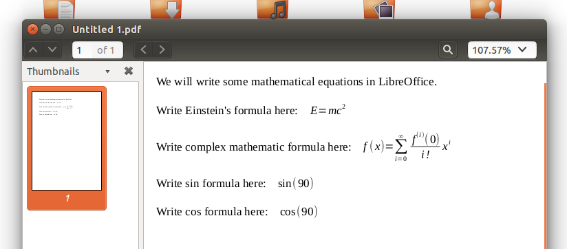 LibreOffice Writer Equation Editor Usage Examples