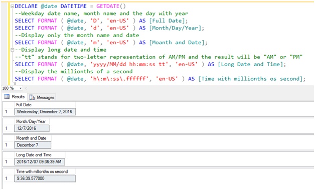 Microsoft Business Intelligence Format Function Sql Server