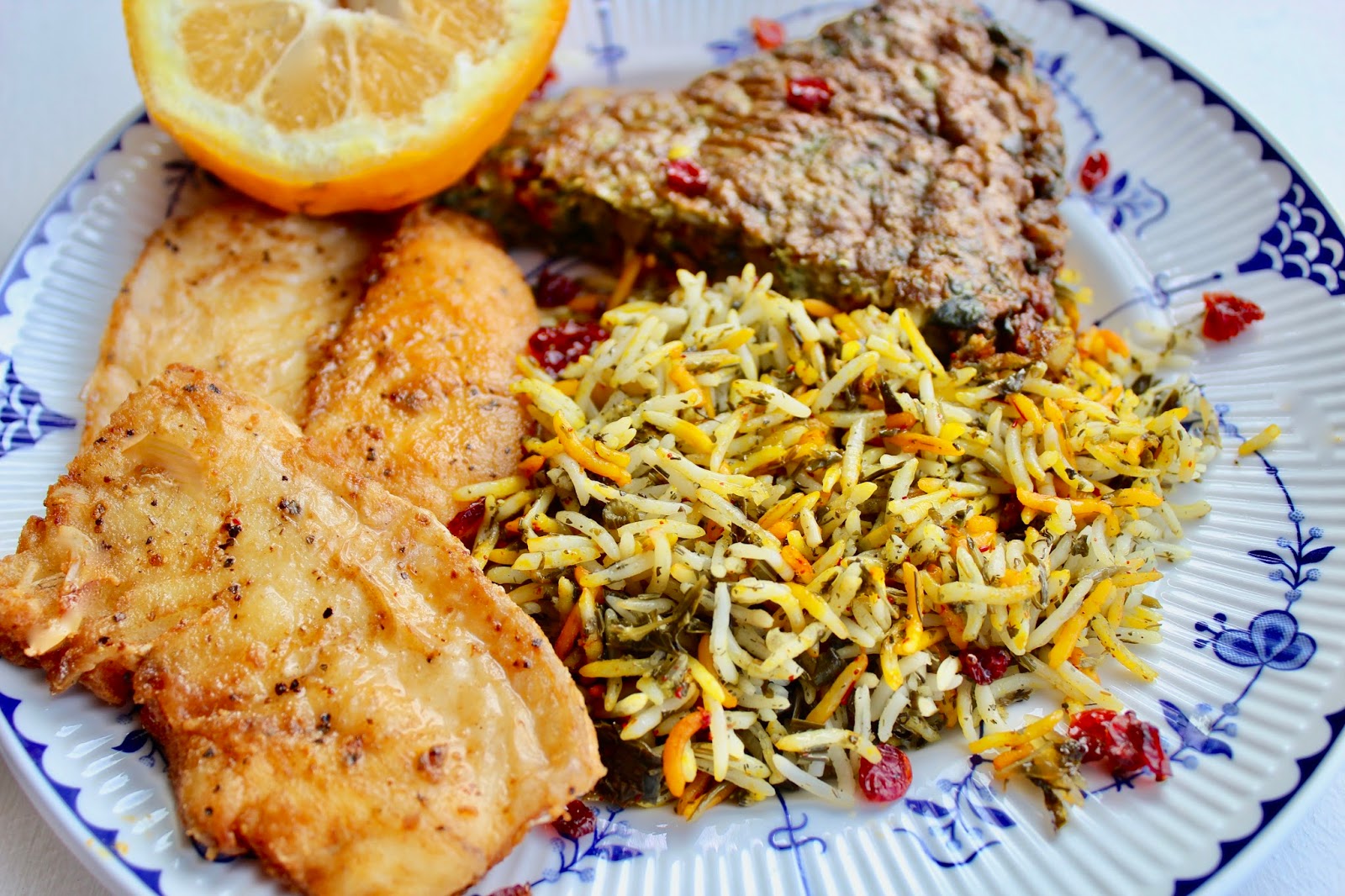 Sabzee Polo Mahee - Persian Herb Rice With Fish