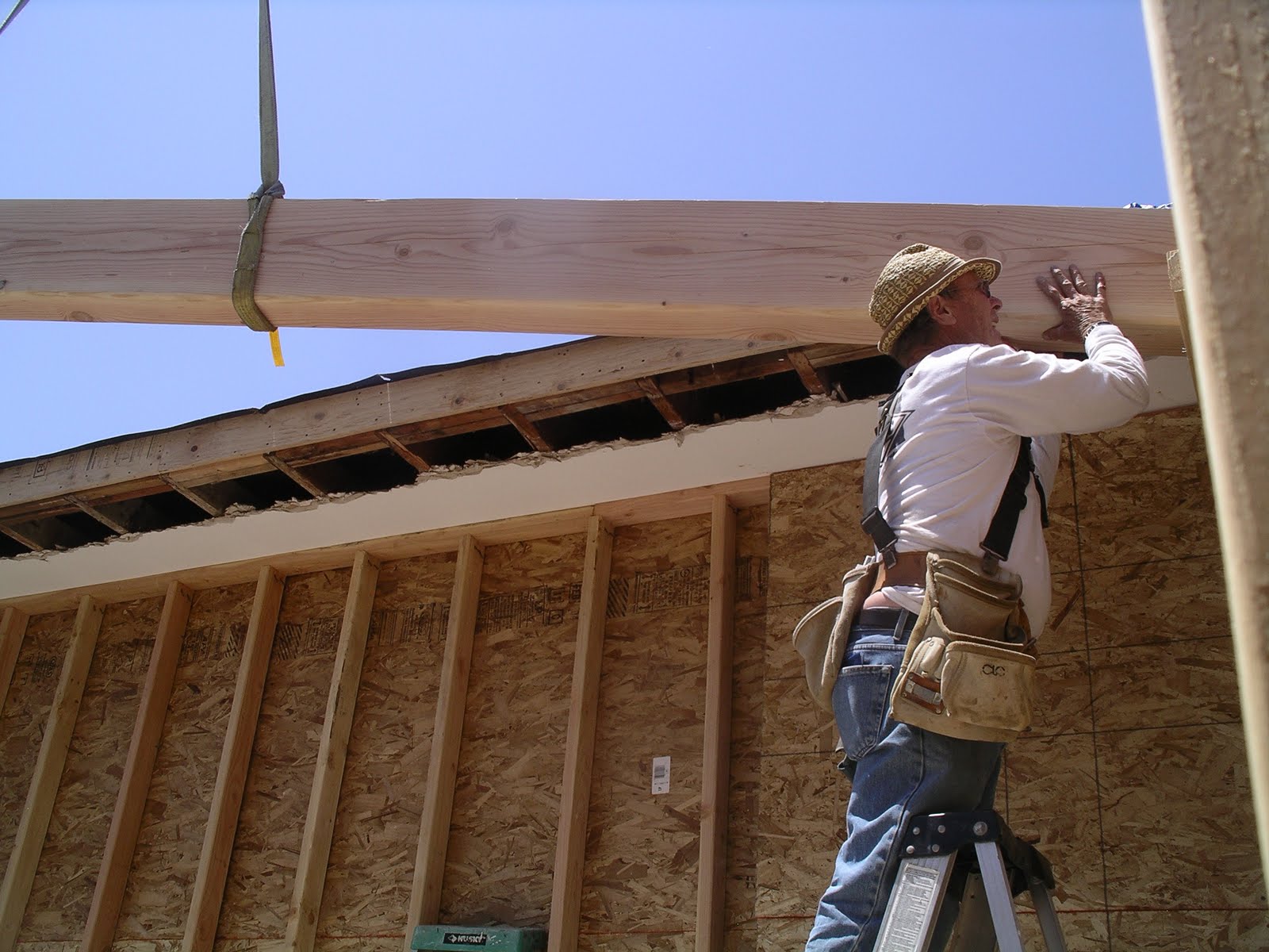 Home Remodeling Step By Step: Step 17.5 - Hoisting Beams with a Crane ...