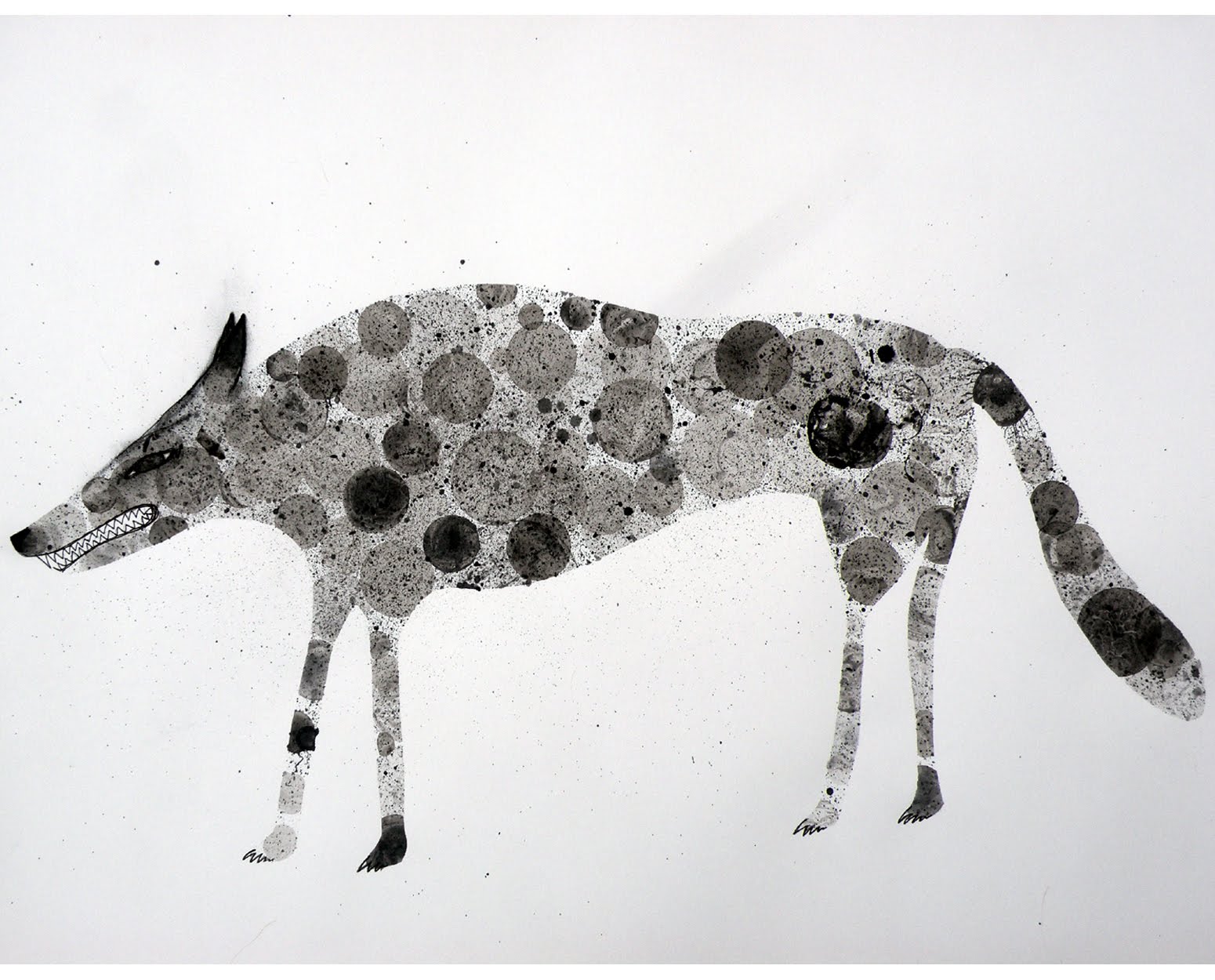 VIZArt: Wolf 18X24(original ink bubble drawing)