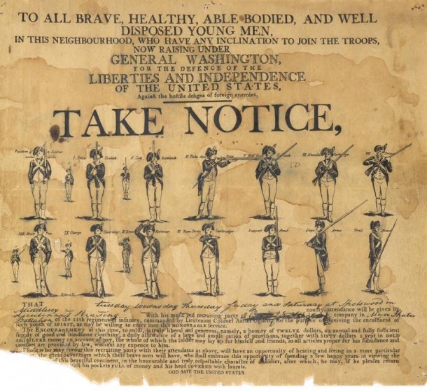 Flintlock and tomahawk: Recruiting poster 1775