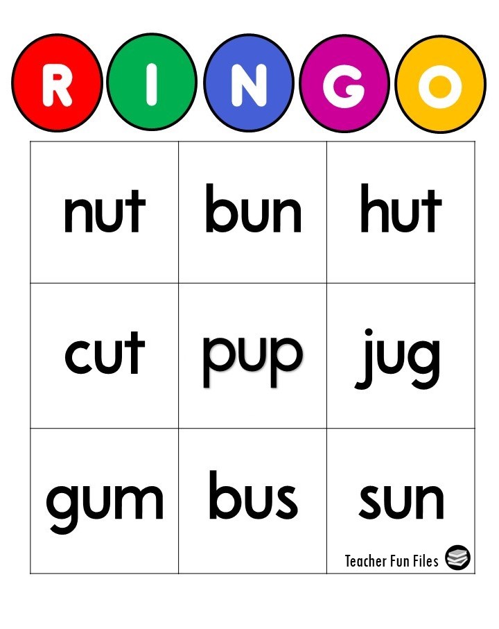 Teacher Fun Files: CVC Short /u/ Vowel Sound | Bingo Game