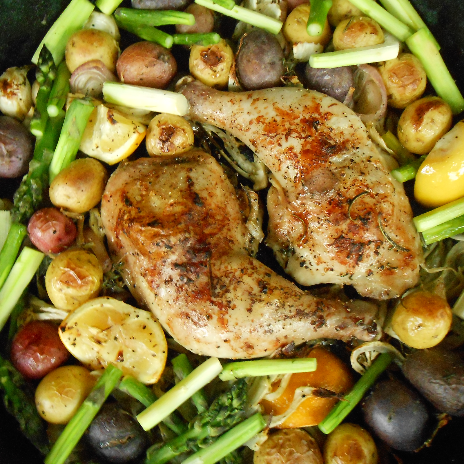 Bake and Baste: Skillet Chicken with Spring Vegetables