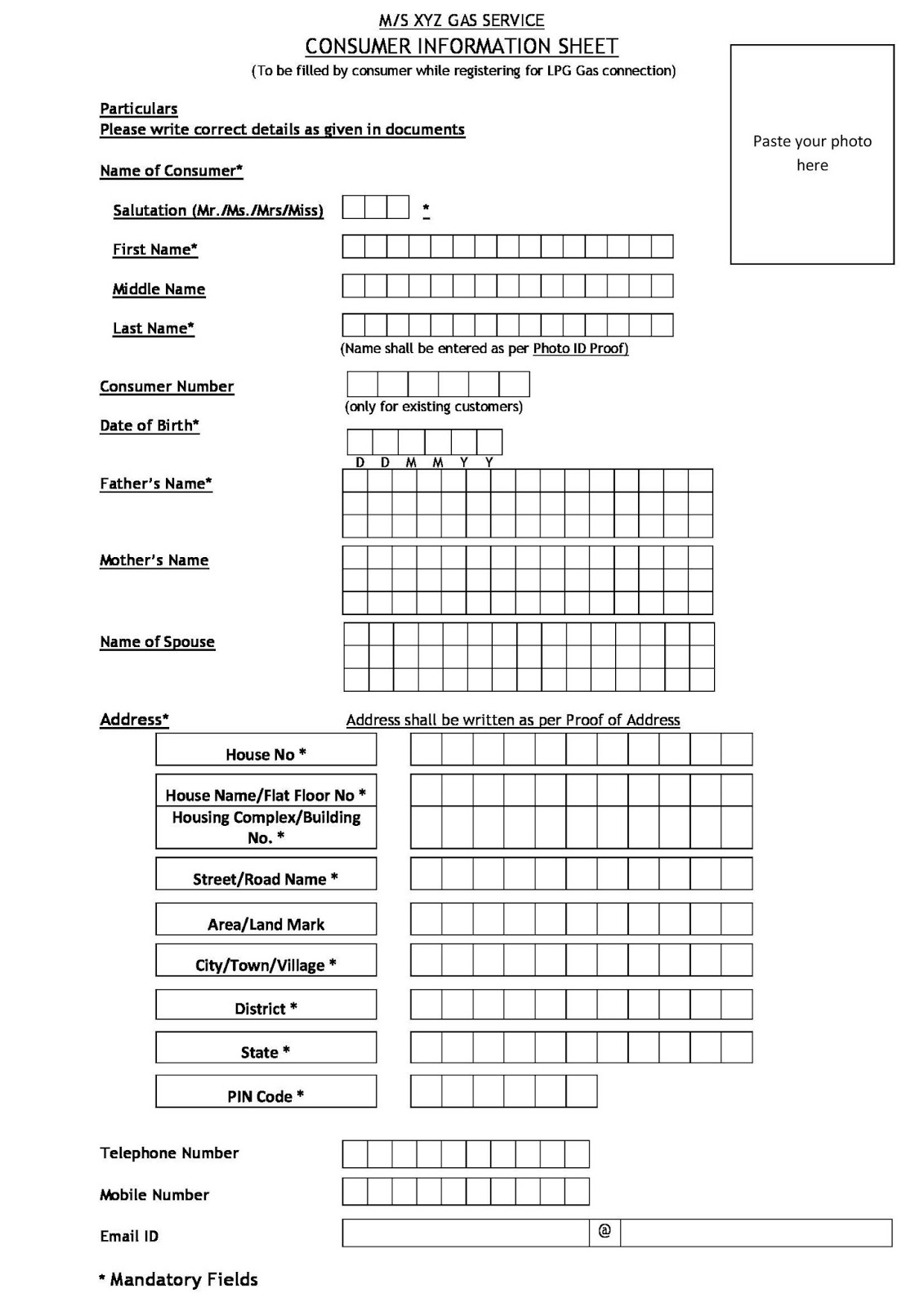 LPG GAS INDIA: KYC form - HPCL - BPCL - INDIAN Gas