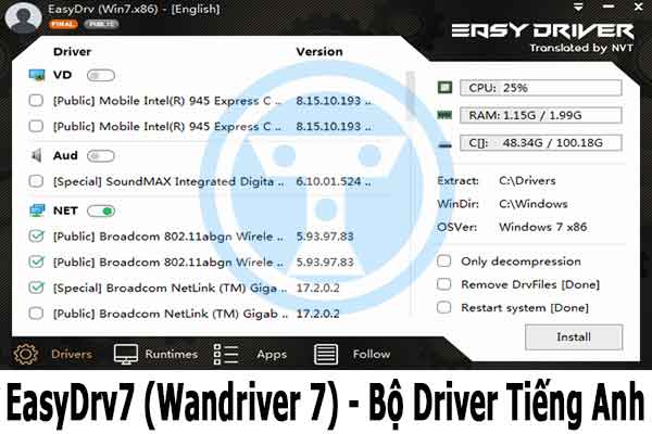 WanDriver 7 (EasyDrv7) Tiếng Anh – Bộ Driver Full Cho Win - AZSoft Blog