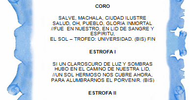 ADMINISTRACIÓN POR PROCESOS: HIMNO Y RESEÑA HISTÓRICA (UTMACH)